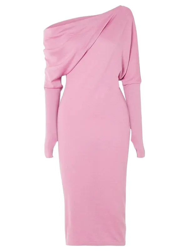 TOM FORD One-shoulder Cashmere And Silk-blend Midi Dress - Pink