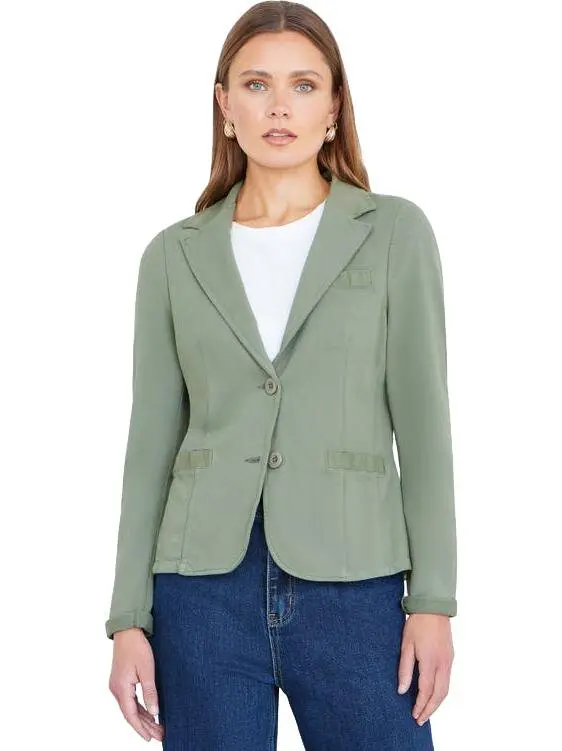 YUMI Stretch Cotton Blazer - Khaki