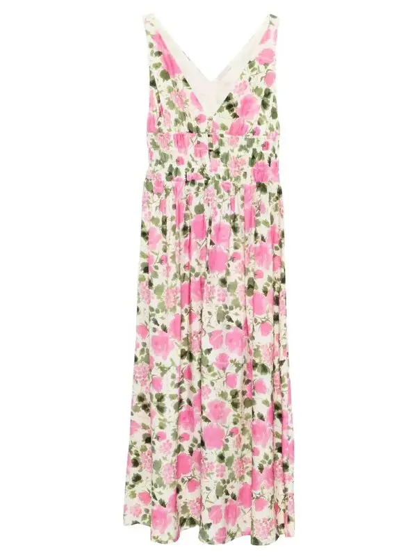 Liu Jo V-neck Floral Print Dress - Neutrals