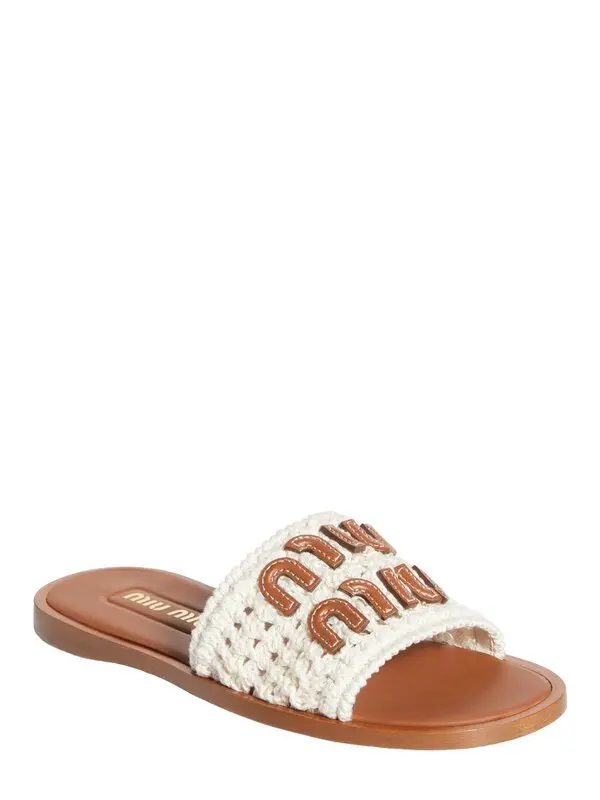 Miu Miu Crochet Slide Sandal - Off White