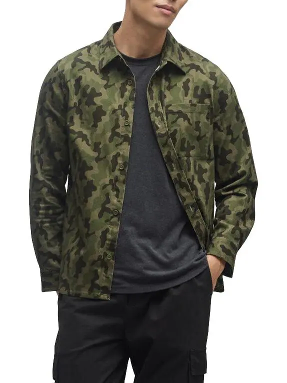 Barefoot Dreams Camo Cotton Twill Button-up Shirt Jacket - Military Camo