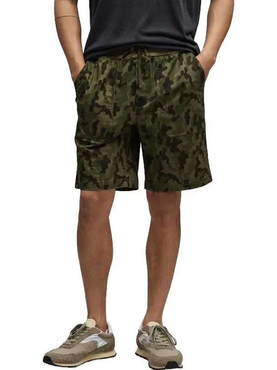 Barefoot Dreams Camo Cotton Stretch Twill Drawstring Utility Shorts - Military Camo