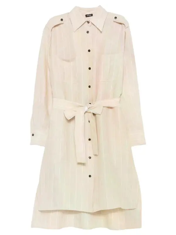 Kiton Striped Belted Shirt Dress - Neutrals