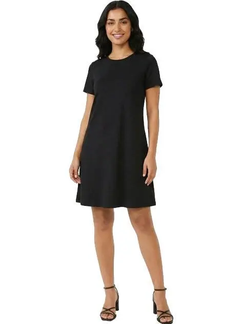 24SEVEN COMFORT APPAREL Essential Petite Mini Shift Dress - Black