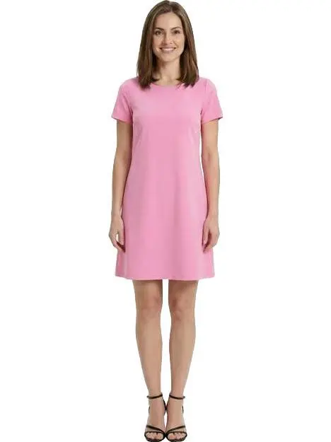 24SEVEN COMFORT APPAREL Essential Petite Mini Shift Dress - Pink