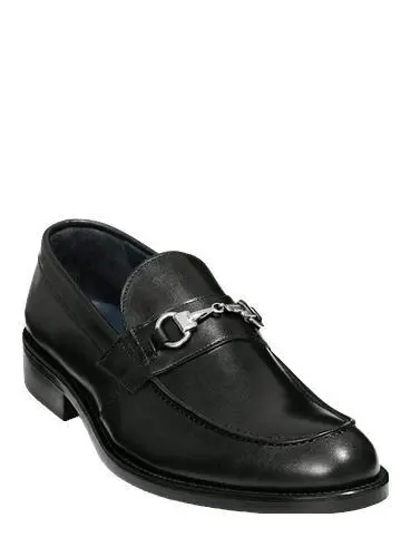 PAUL FREDRICK Leather Archer Bit Loafer - Black