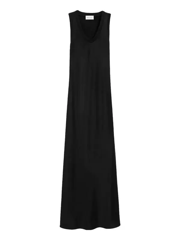 AMI Paris Satin Maxi Tank Dress - Black