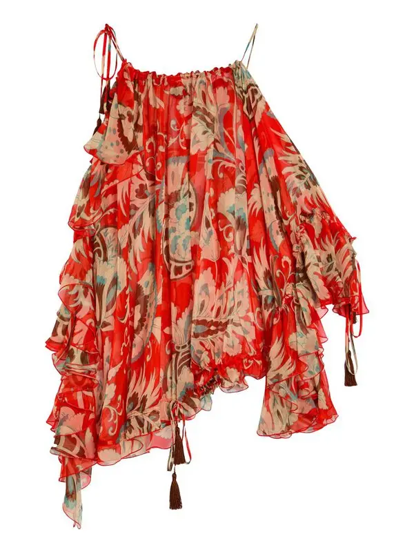 Etro Printed Ruffled Silk-chiffon Top - Multicoloured