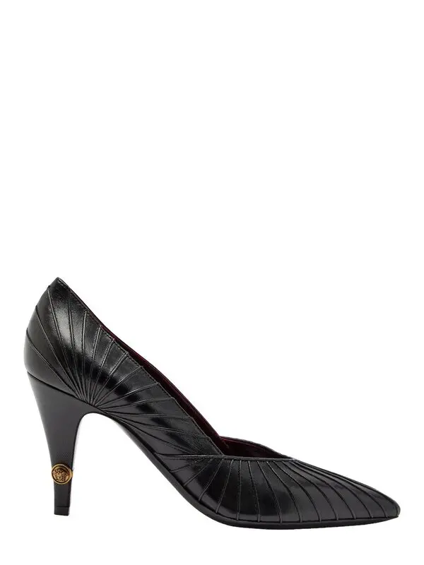 Versace 90 Pintuck Leather Pumps - Black