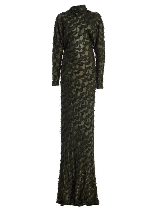 Gabriela Hearst Aberdeen Textured Silk-wool Maxi Dress - Olive