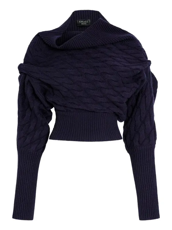 A.W.A.K.E. Mode Merino Wool-cashmere Cable-knit Pullover - Navy