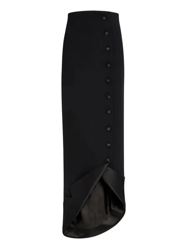 A.W.A.K.E. Mode Tailored Button-front Maxi Skirt - Black