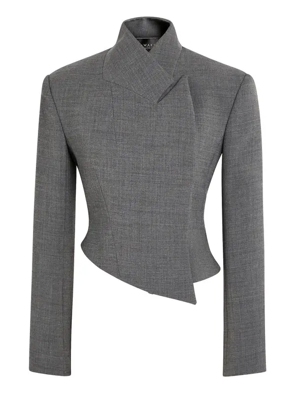 A.W.A.K.E. Mode Wool-blend Cropped Double-breasted Jacket - Grey