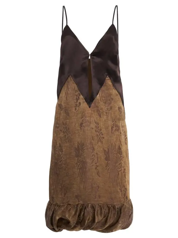 FERRAGAMO Brocade Slip Midi Dress - Brown