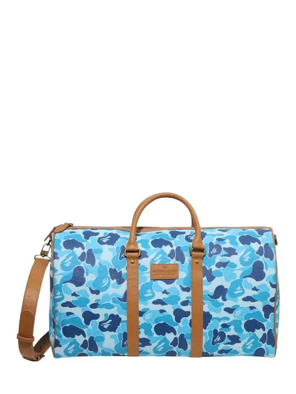 A BATHING APE Abc Camo Pu Ostrich Boston Bag - Sky Blue