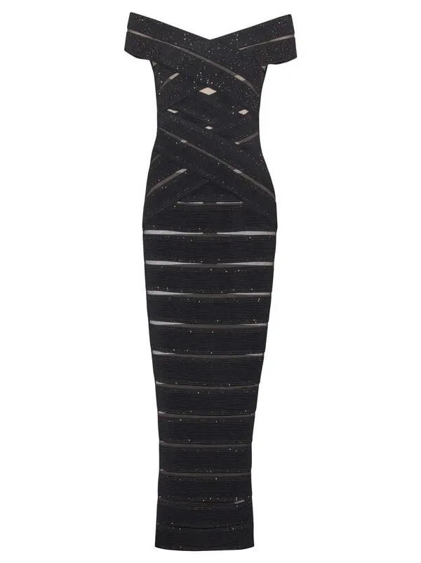 Balmain Mesh Knit Bodycon Dress - Black