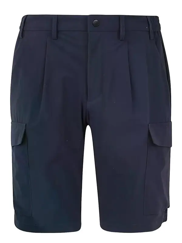 PEOPLE OF SHIBUYA Omono Bermuda Shorts With Pleated Design And Cargo Pockets - Blue