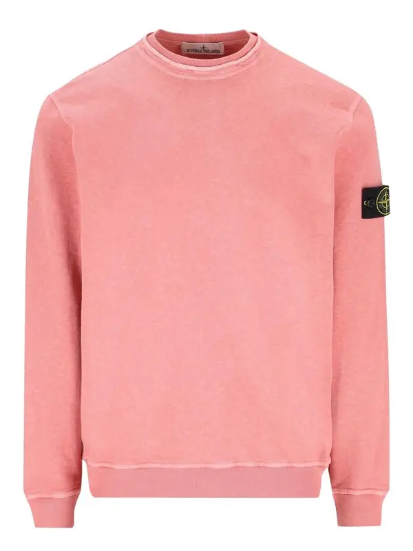 Stone Island Crew Neck Sweatshirt With Logo - Pink