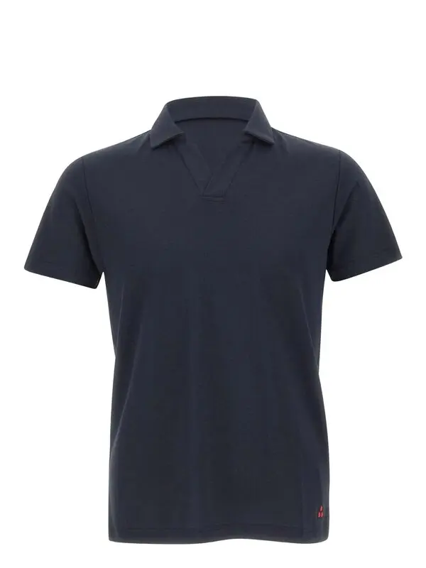 Peuterey Cotton And Silk Polo Shirt - Blue