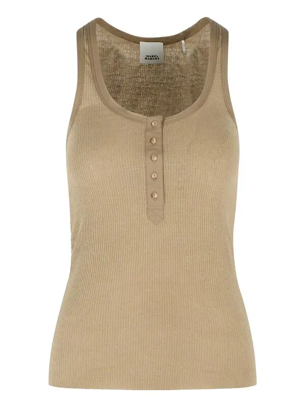 Isabel Marant Helma Ribbed Tank - Beige
