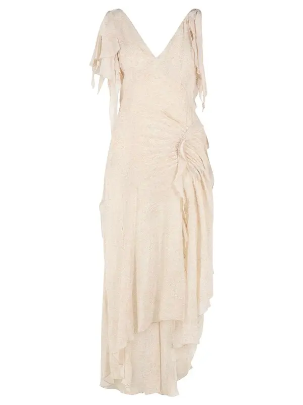 Isabel Marant Silk Georgette Long Dress - Beige