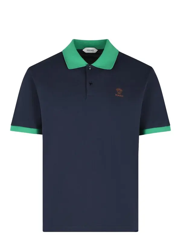 Versace Dark Cotton Polo Shirt - Navy