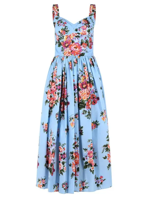 Dolce & Gabbana Floral Cotton Dress - Light Blue