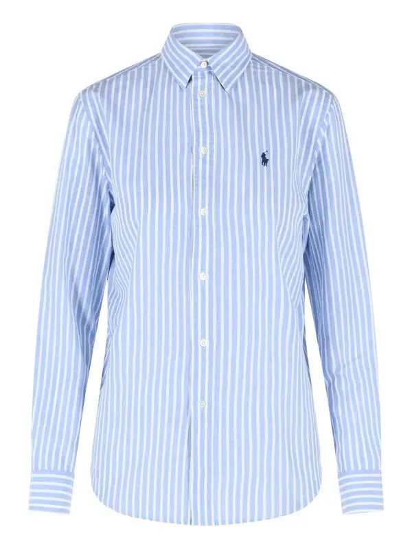 Polo Ralph Lauren Striped Cotton Blend Shirt - Light Blue