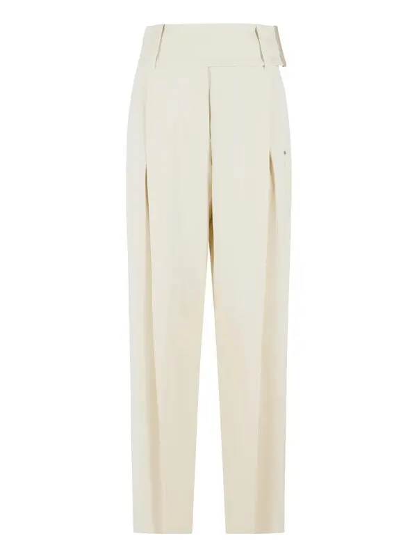 Sportmax Stretch Viscose Wide Leg Trousers - Ivory