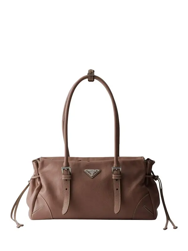 Prada Medium Leather Bonnie Shoulder Bag - Brown