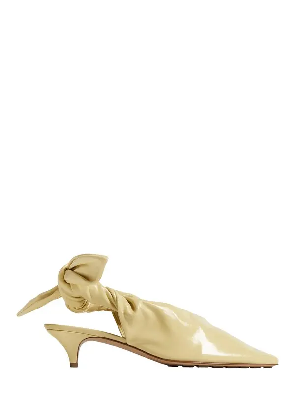 Bottega Veneta Leather Slingback Pumps With Bow Detailing - Yellow