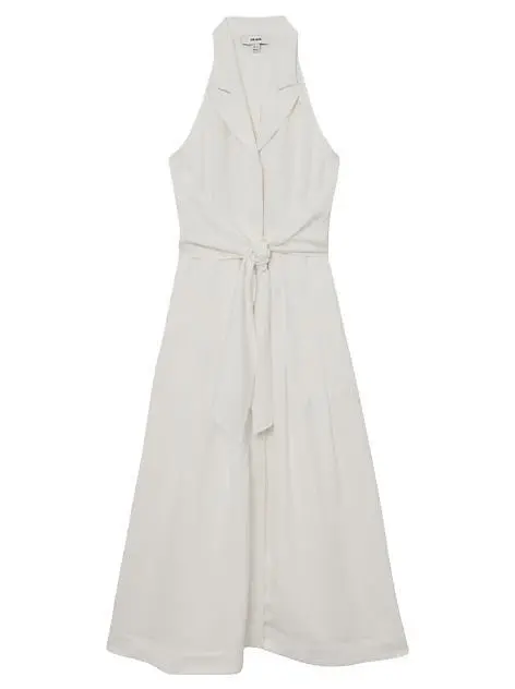REISS Halterneck Woven Midi Dress - Ivory