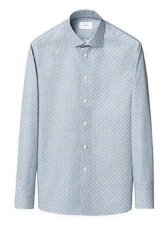Eton Signature Twill Motif Slim-fit Cotton Shirt - Light Blue