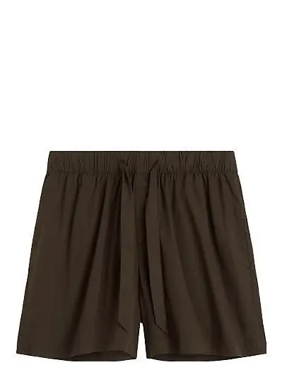 TEKLA Striped Cotton-poplin Shorts - Coffee
