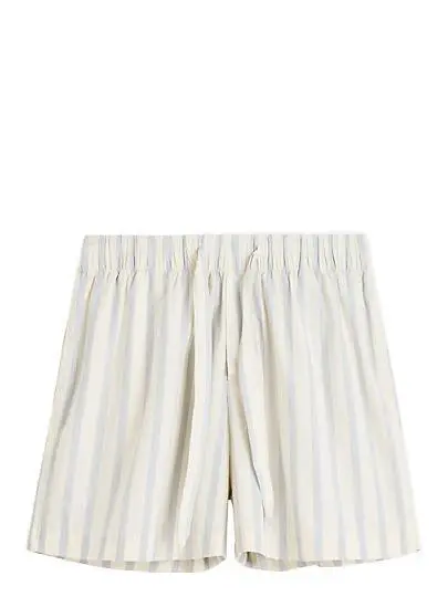 TEKLA Striped Cotton-poplin Shorts - Needle Stripes