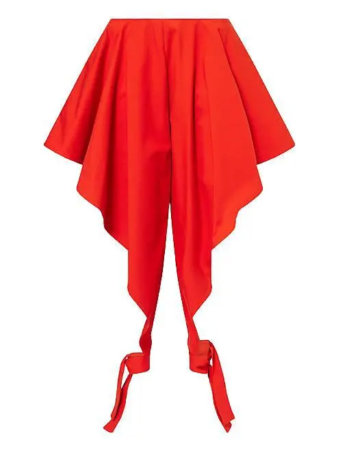 Alaïa Ruffled Open-seam Cotton Trousers - Orange Sanguine