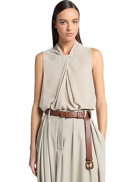 Michael Kors Draped Sleeveless Blouse - Natural