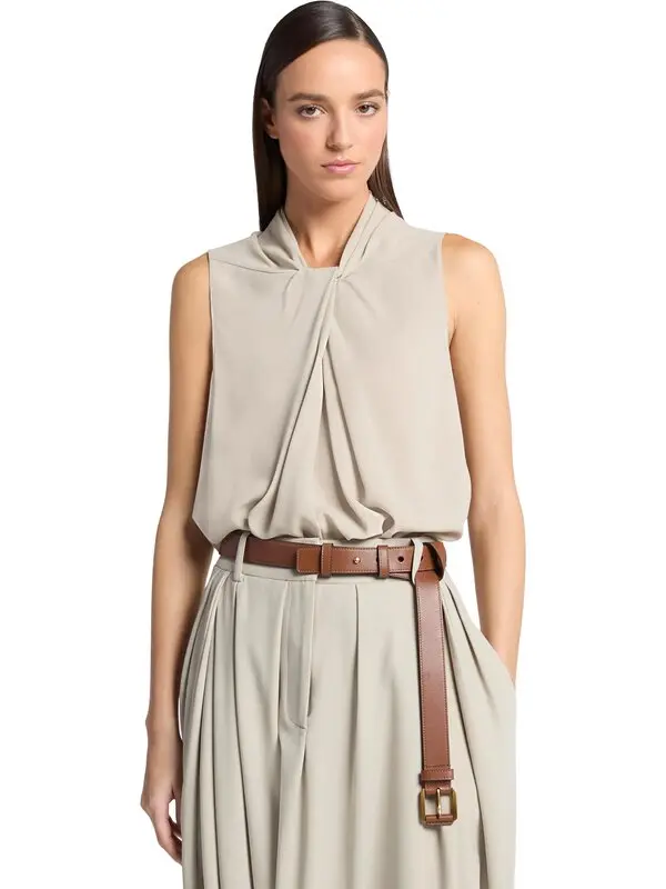 Michael Kors Draped Sleeveless Blouse - Natural