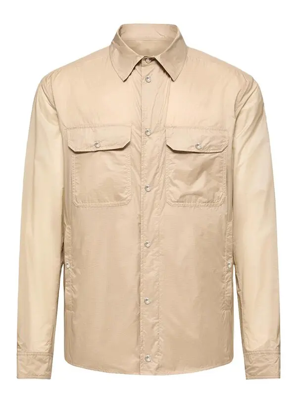 Moncler Logo Patch Long Sleeve Shirt - Beige