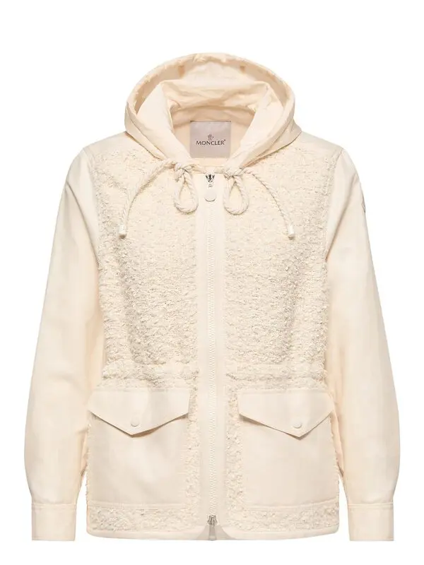Moncler Erable Bouclé Hooded Jacket - White
