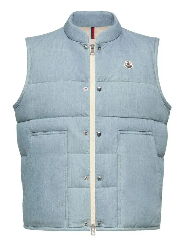 Moncler Heceta Denim Down Vest - Blue