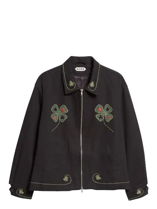 BODE Lucky Draw Embroidered Cotton Twill Jacket - Black
