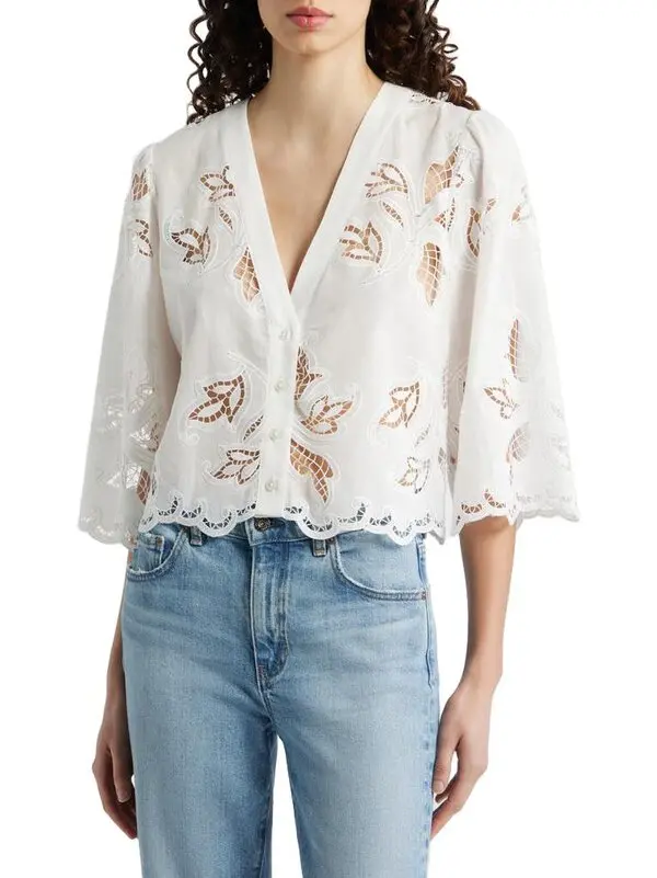 CISSA Floral Lace Button-up Shirt - Eterna