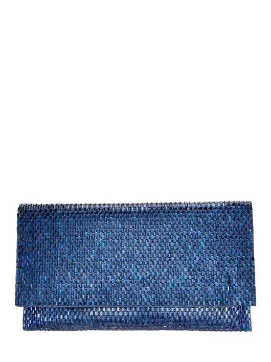 Nina Beaded Flap Clutch - Navy