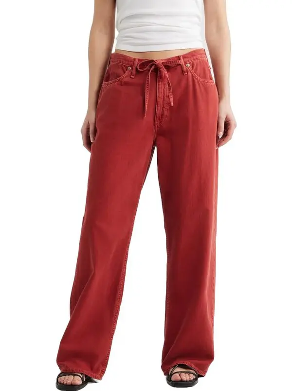 Rag & Bone Featherweight Phoebe Drawstring Wide Leg Jeans - Sienna Stne