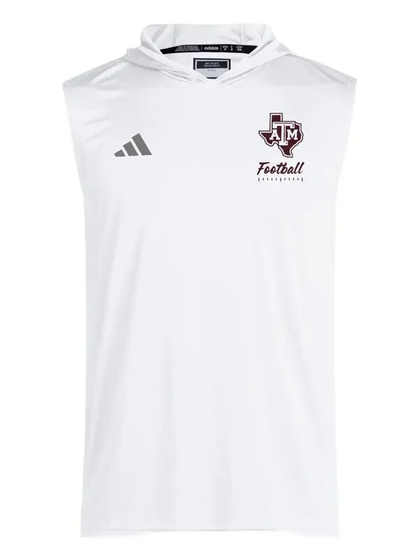 Adidas Texas A&m Aggies Sleeveless Performance Hoodie - White / Team Grey Four / Ncaa-tam-741