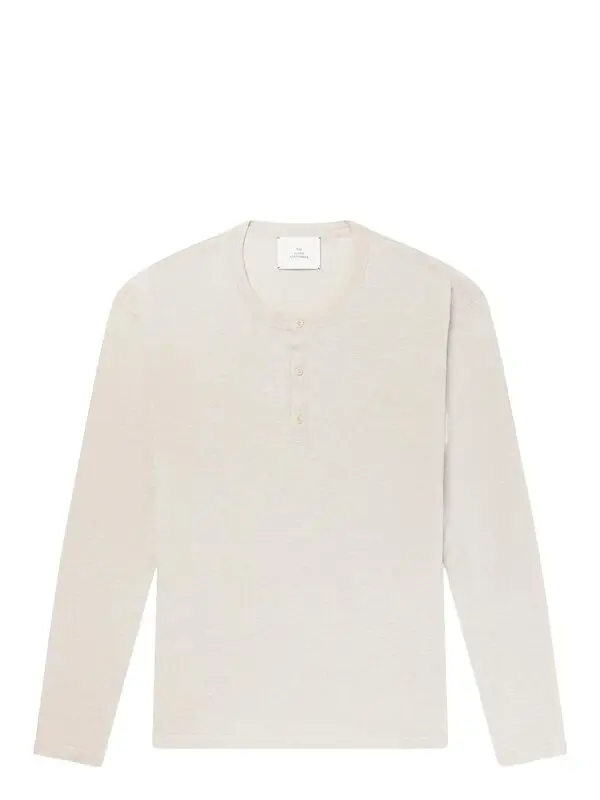 THE ELDER STATESMAN Lenny Wool, Silk And Linen-blend Henley Shirt - Neutrals