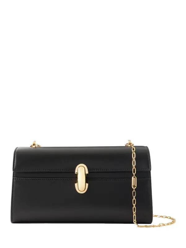 Savette Chain Symmetry Pochette Leather Shoulder Bag - Black