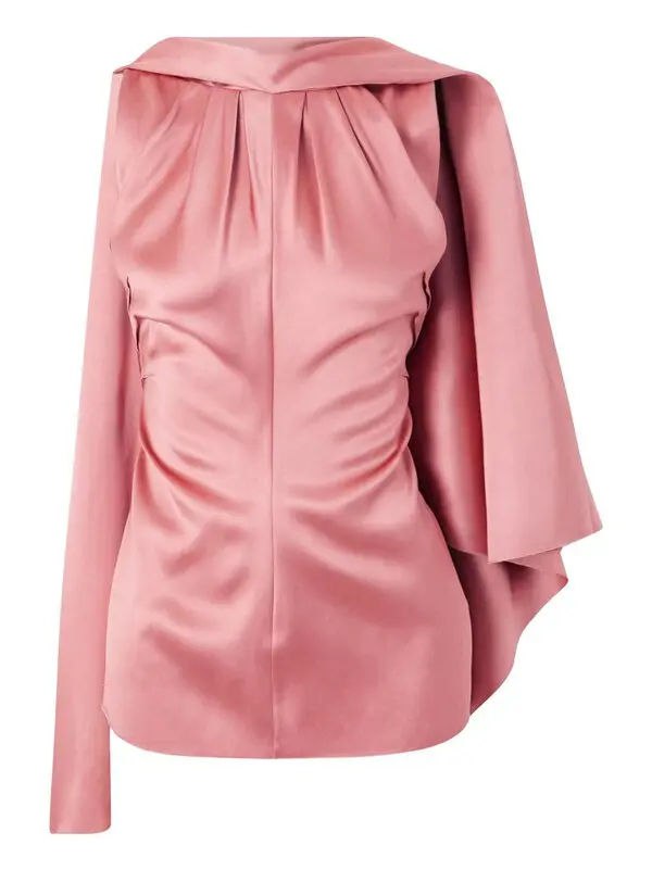 LANVIN Scarf-detailed Draped Satin Top - Pink