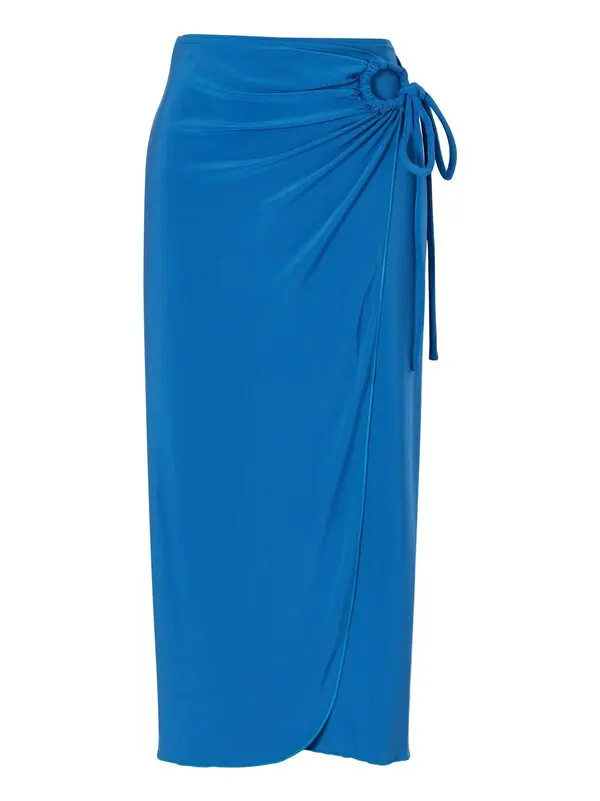 Max Mara Gathered Jersey Wrap-effect Maxi Skirt - Turquoise